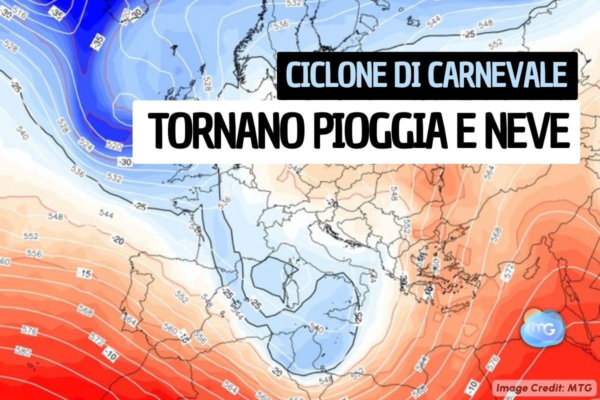 Meteo: arriva il Ciclone di Carnevale tanta pioggia e neve