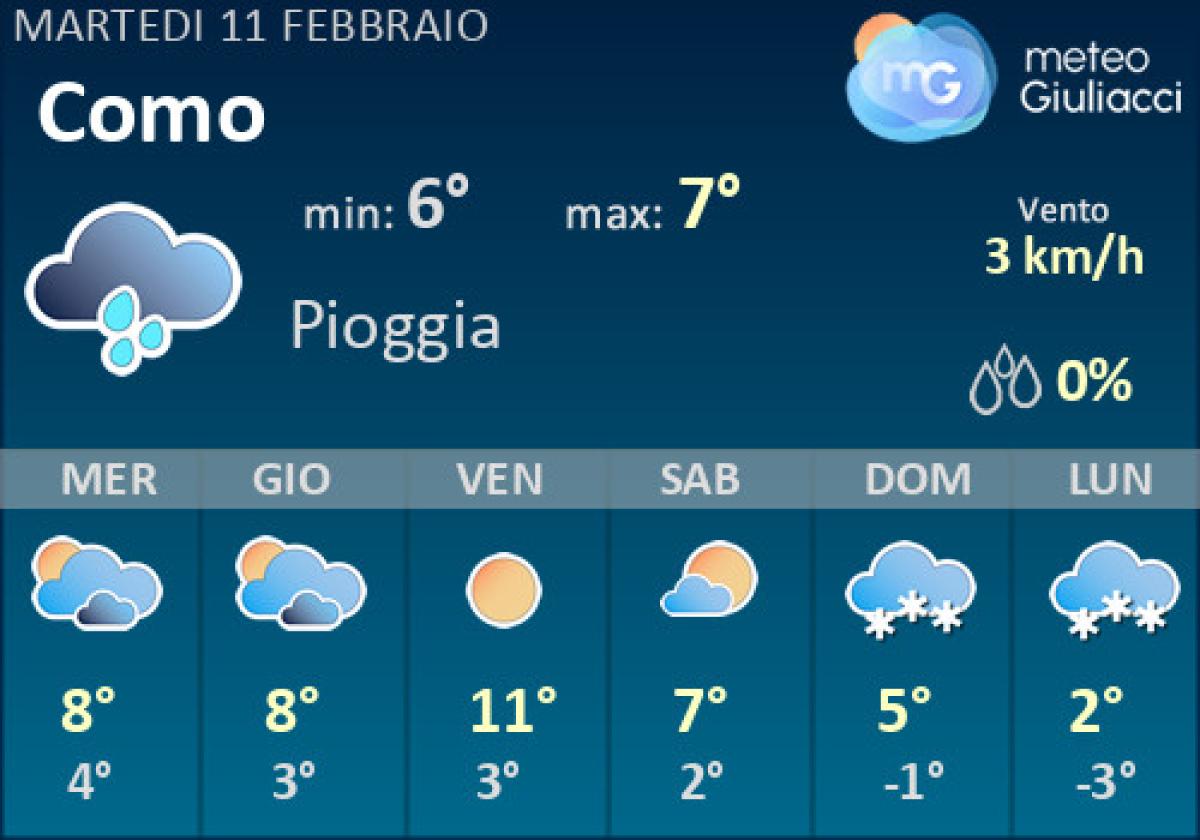 Meteo Como: Previsioni fino a Venerdi 14 Febbraio. Il tempo nei ...